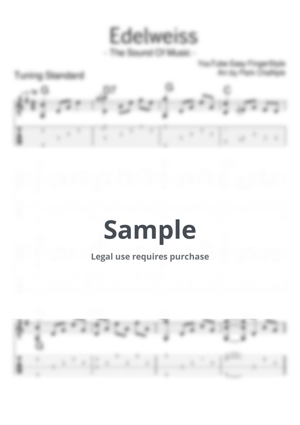 The Sound Of Music - Edelweiss (Acoustic Fingerstyle Guitar) Tab ...