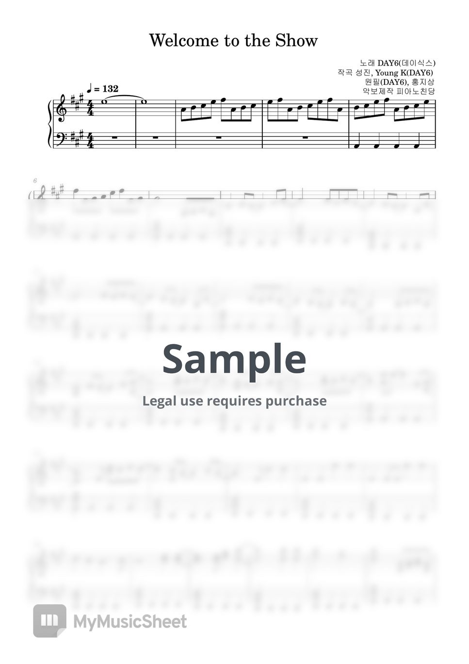 DAY6(데이식스) - Welcome to the Show Sheet Music by 피아노친당