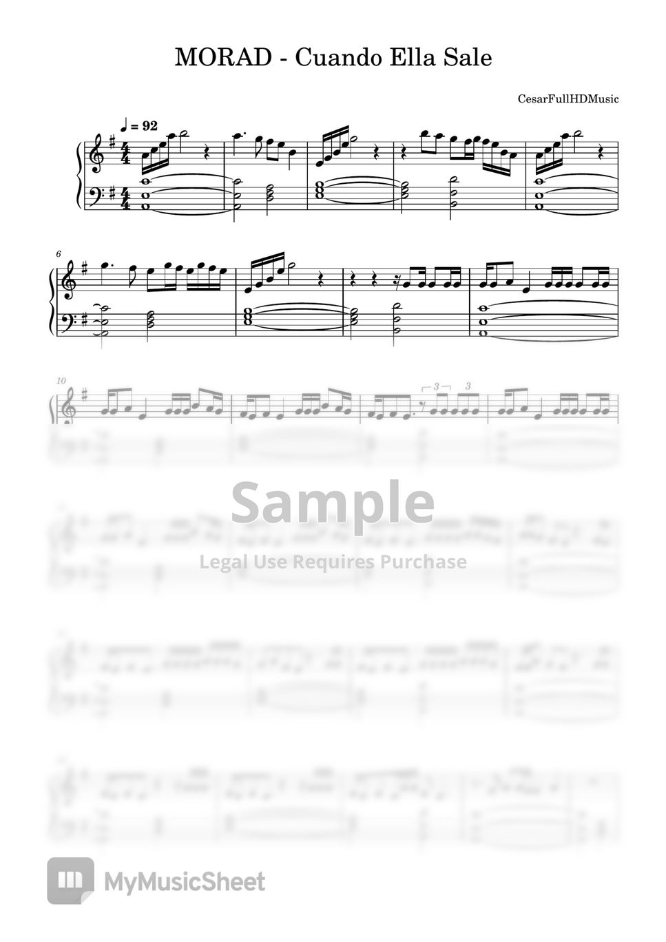 MORAD - Cuando Ella Sale Sheet Music