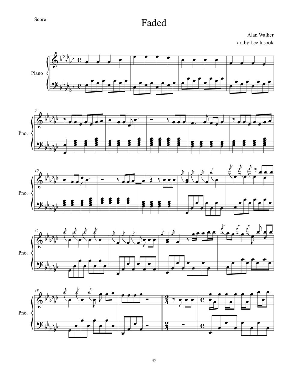 alan walker - faded Sheet by lisamusic