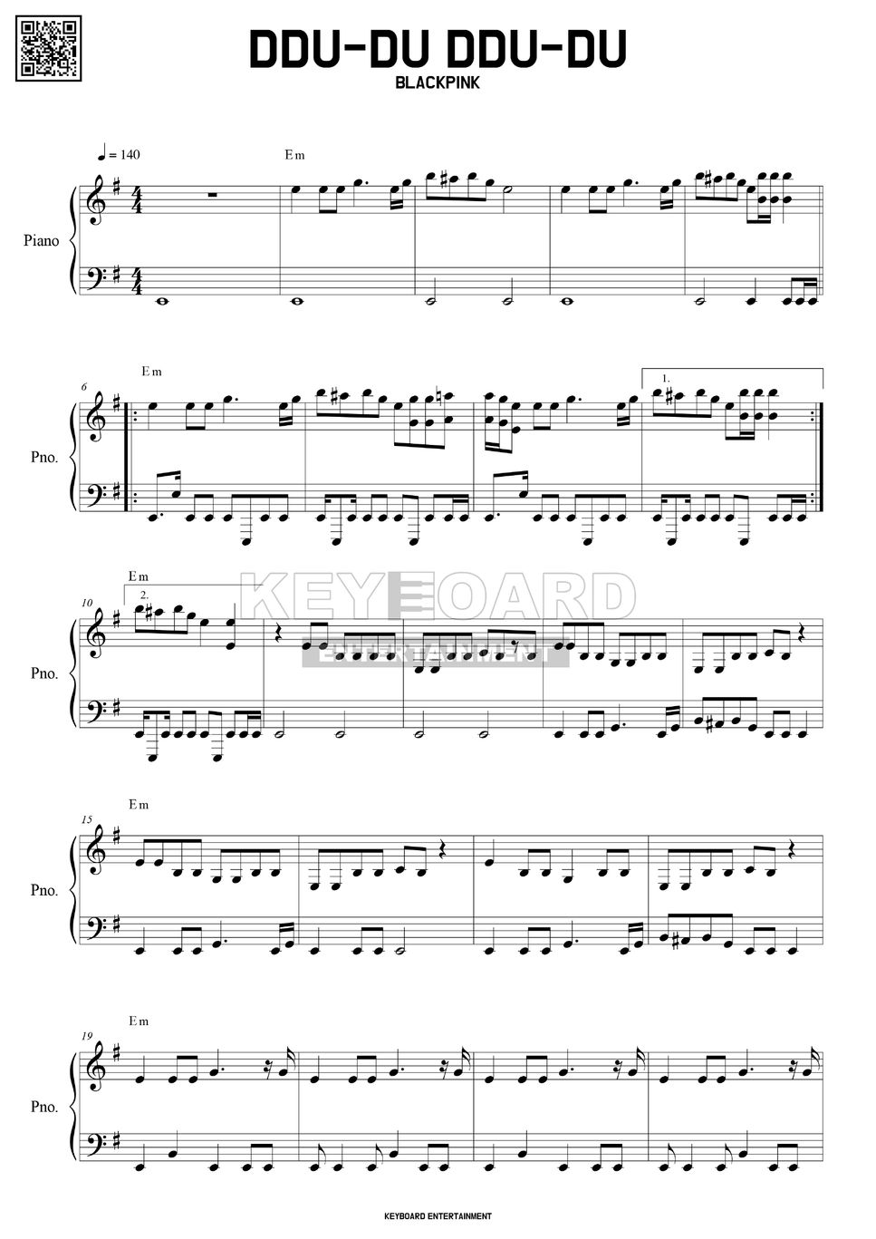 BLACKPINK (블랙핑크) - DDU-DU DDU-DU (뚜두뚜두) Sheet by KEYBOARD ENTERTAINMENT