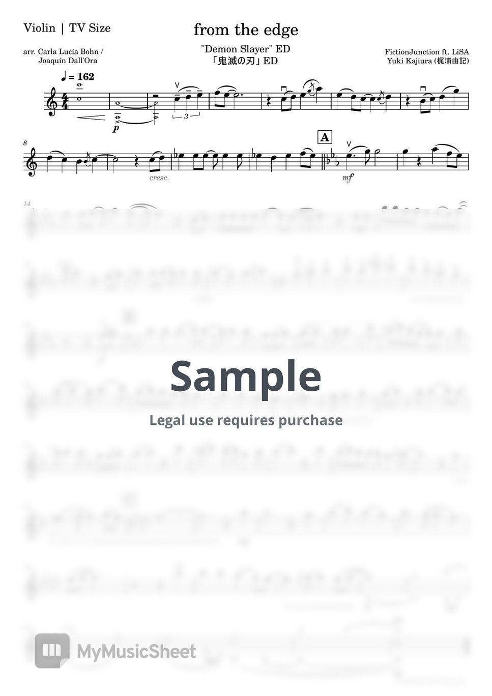 FictionJunction feat. LiSA - from the edge | "Demon Slayer" ED Sheets by co-neko