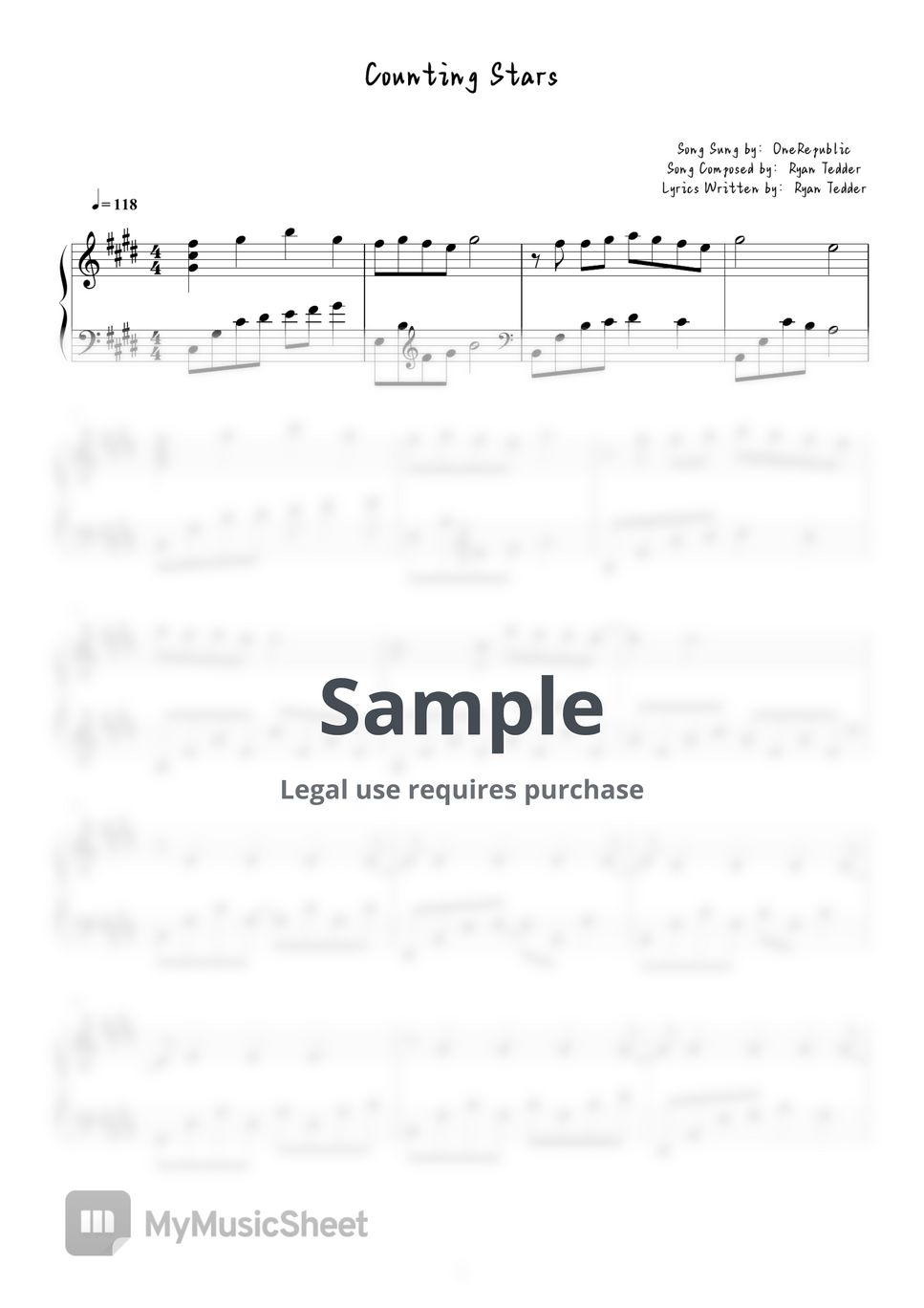 OneRepublic - Counting Stars Sheets by cc210