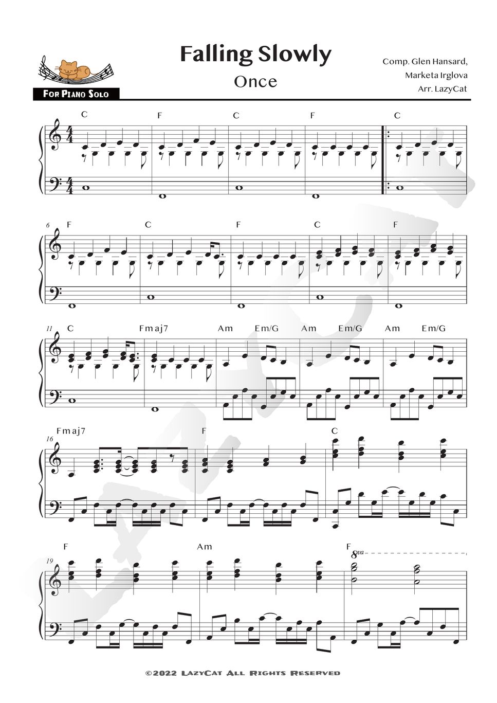 Glen Hansard, Marketa Irglova - Falling Slowly Sheet by LazyCat