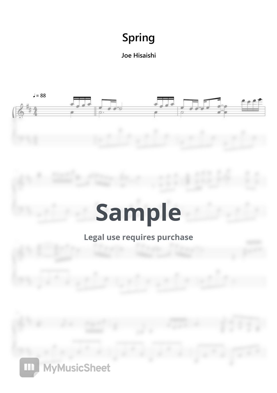 久石譲 Joe Hisaishi - Spring (Sheet Music, MIDI,) Sheets by sayu