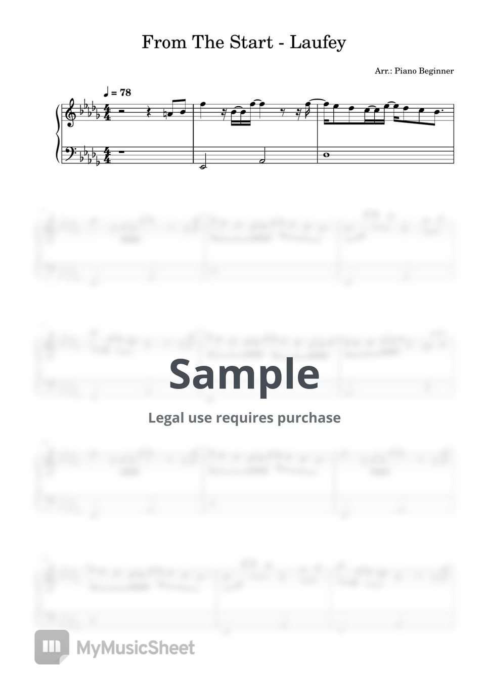Laufey - From The Start Sheet Music by Piano Beginner