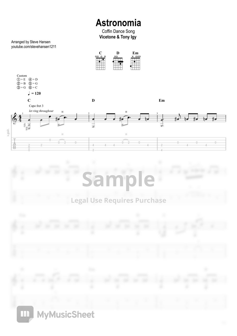 Vicetone & Tony Igy - Astronomia (Fingerstyle) 악보 by Steve Hansen