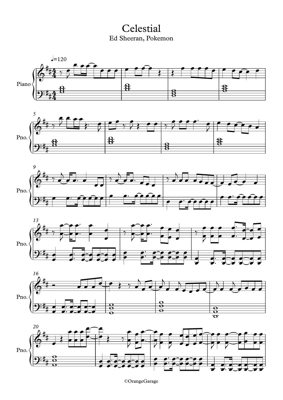 Ed Sheeran, Pokemon - Celestial (Ed Sheeran과 Pokemon의 콜라보 퍼포먼스로 만들어진 노래, Celestial 입니다) Sheets ...