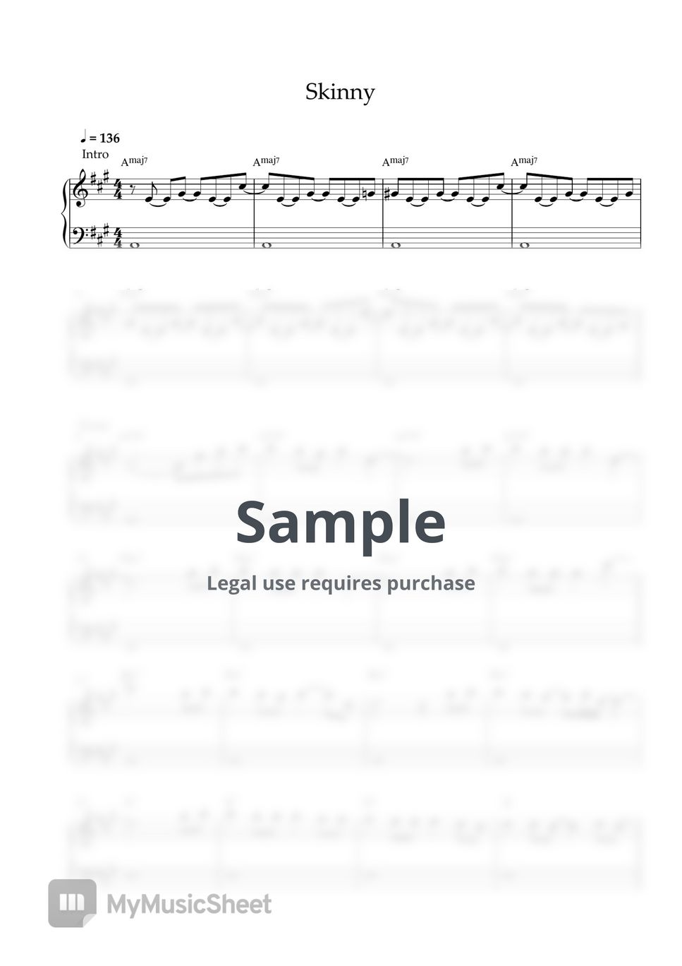 Billie Eilish - SKINNY (EASY PIANO SHEET) Sheets by Pianella Piano