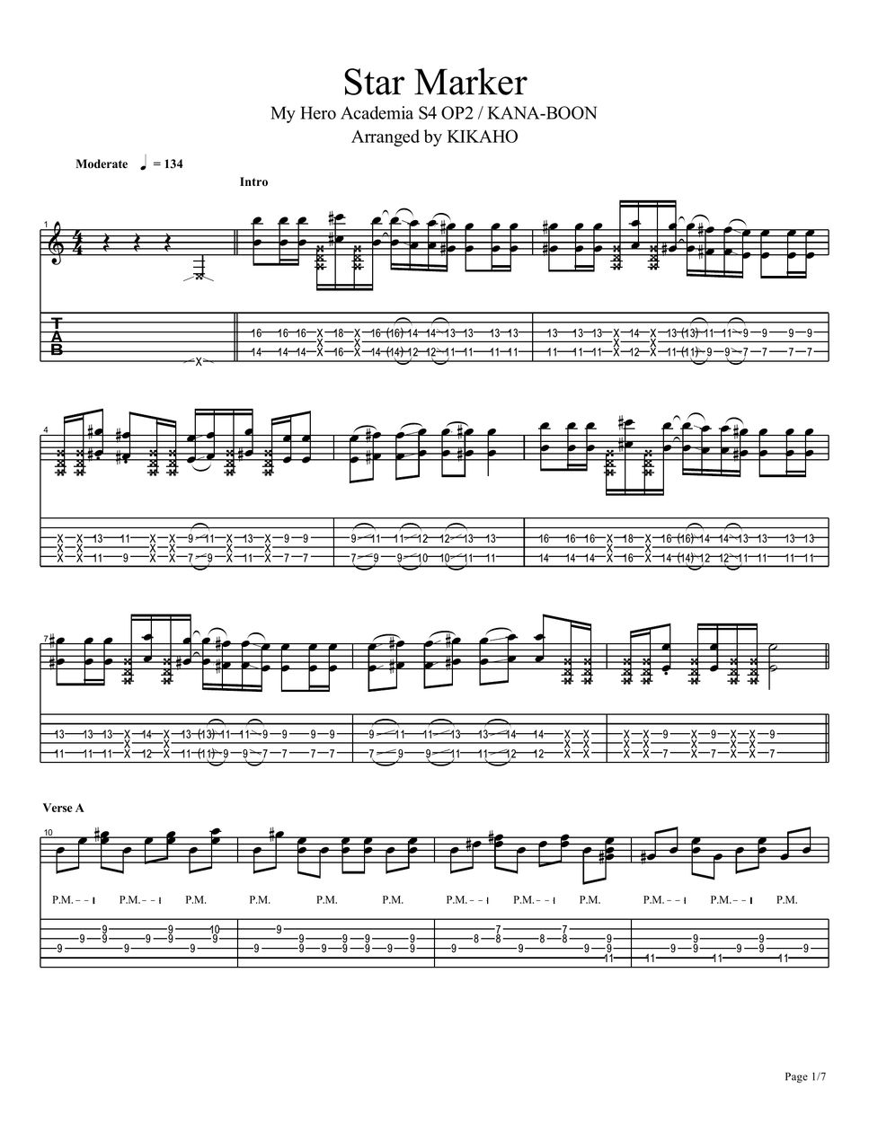 My Hero Academia Season 4 - スターマーカー (Star Marker) Sheet by KANA-BOON