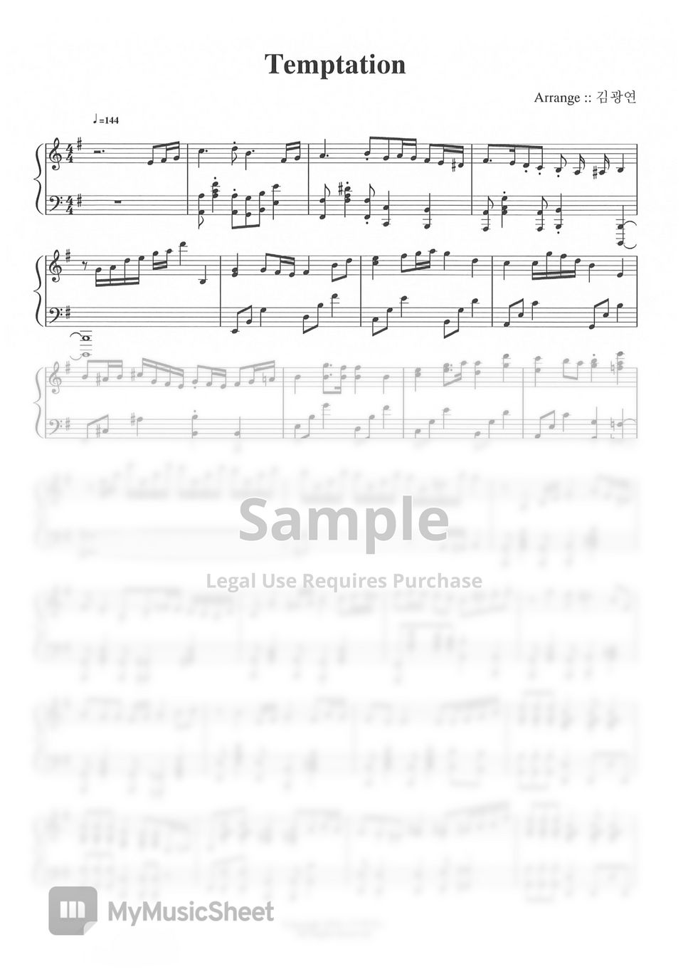 M2U - Temptation Sheet Music
