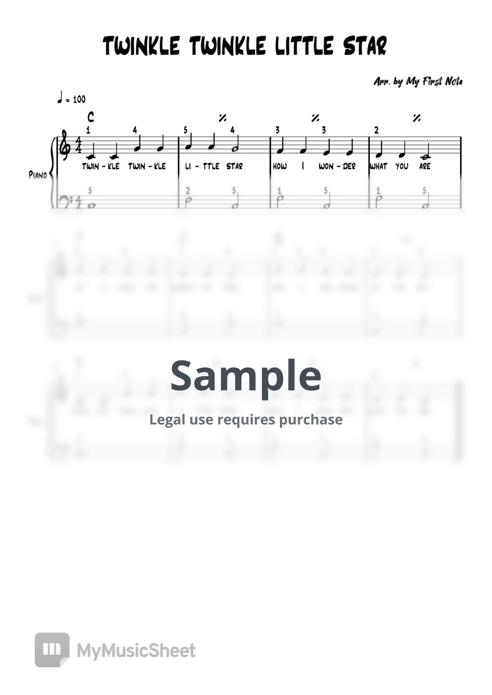 Twinkle Twinkle Little Star / Estrellita Donde Estas - Easy Piano for ...