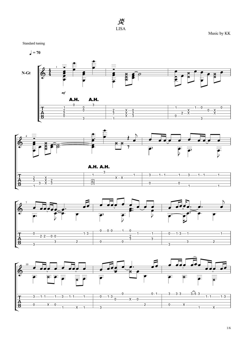 LISA - Homura 炎 Sheet by KK