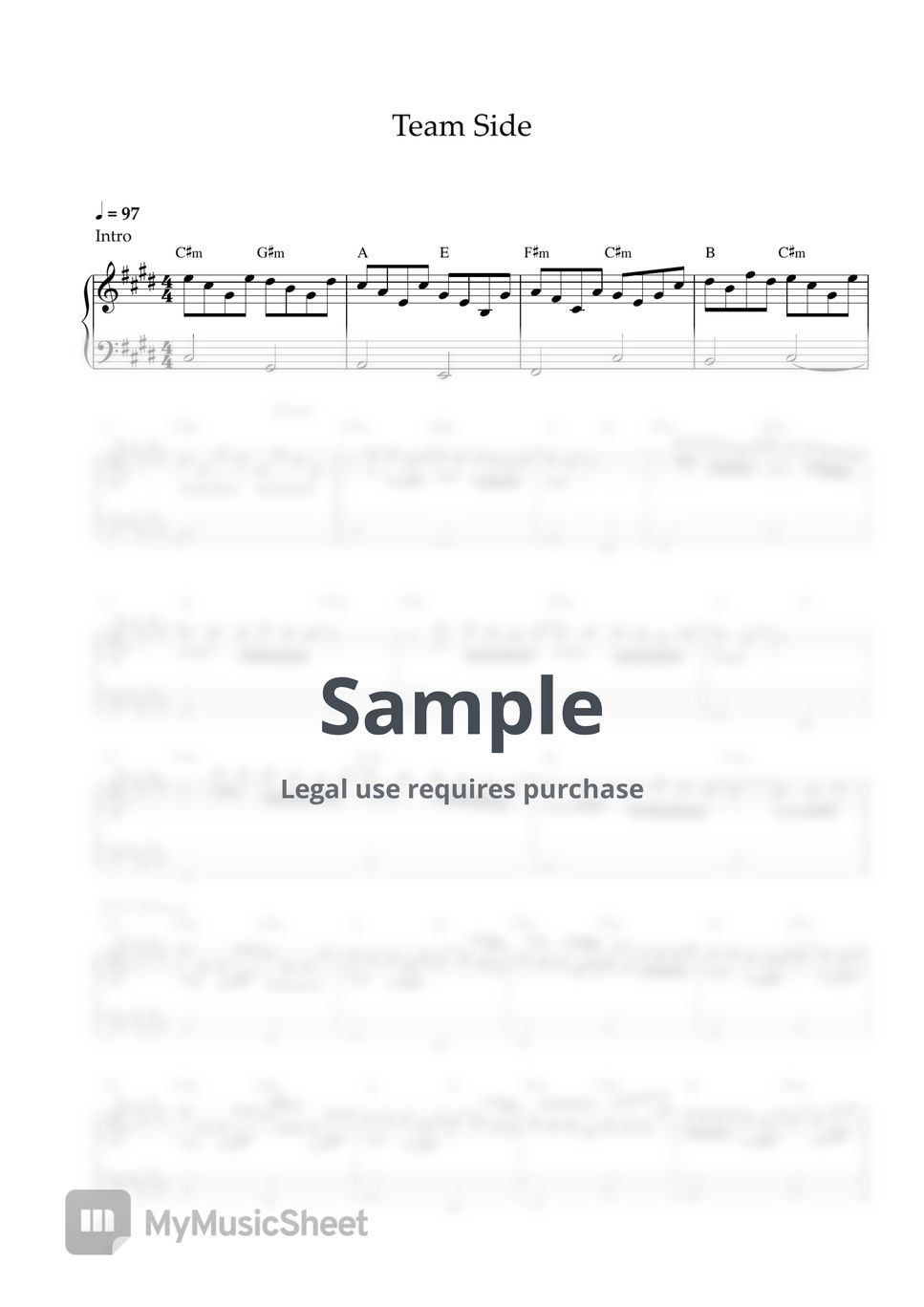 Alan Walker ft. RCB - Tema Side (EASY PIANO SHEET) Sheets by Pianella Piano