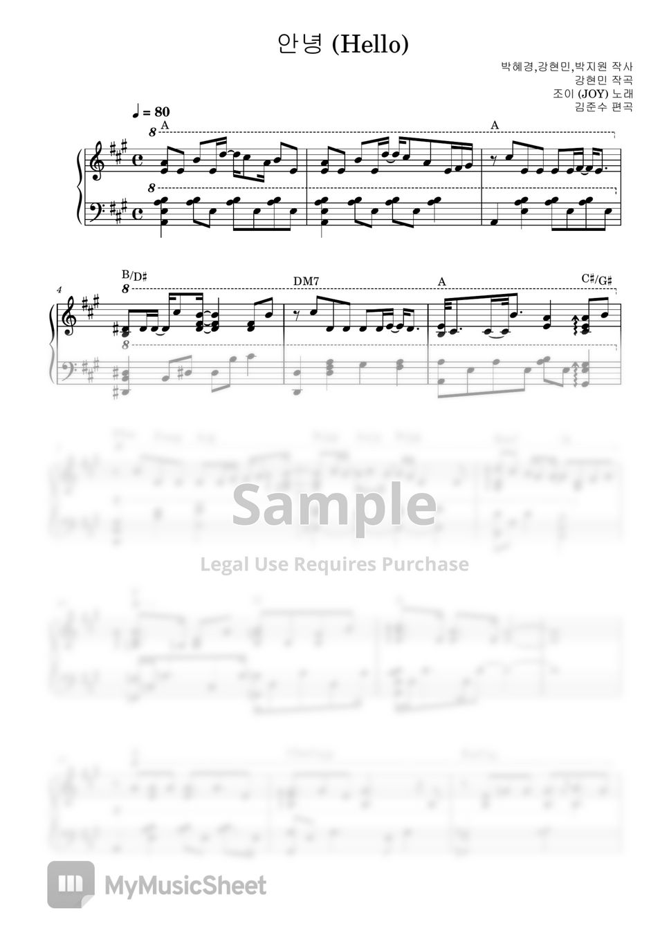 JOY - Hello Partition musicale by Kim Joon SOO