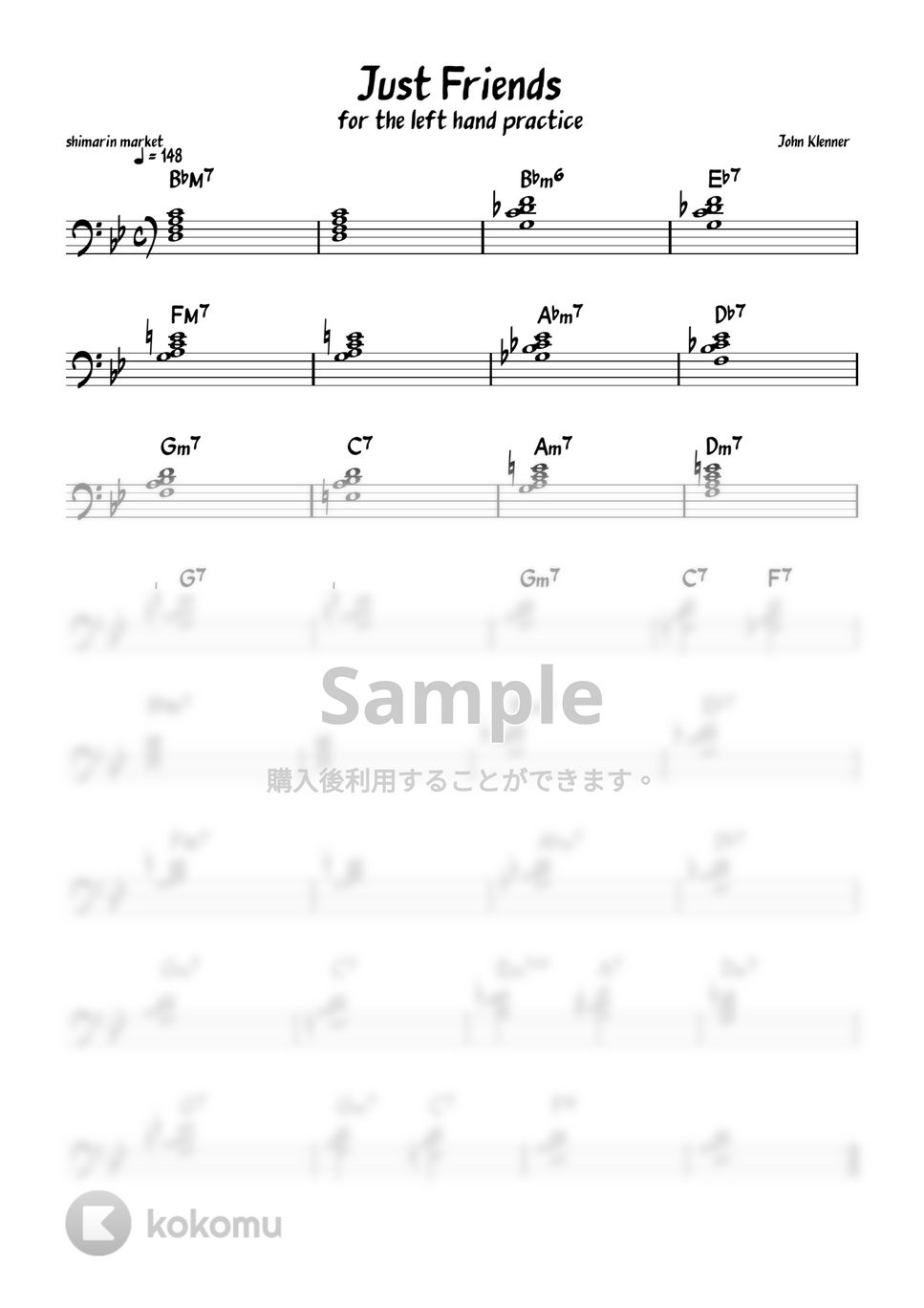 John Klenner - Just Friends (for the left hand practice) 楽譜 by shimarin ...