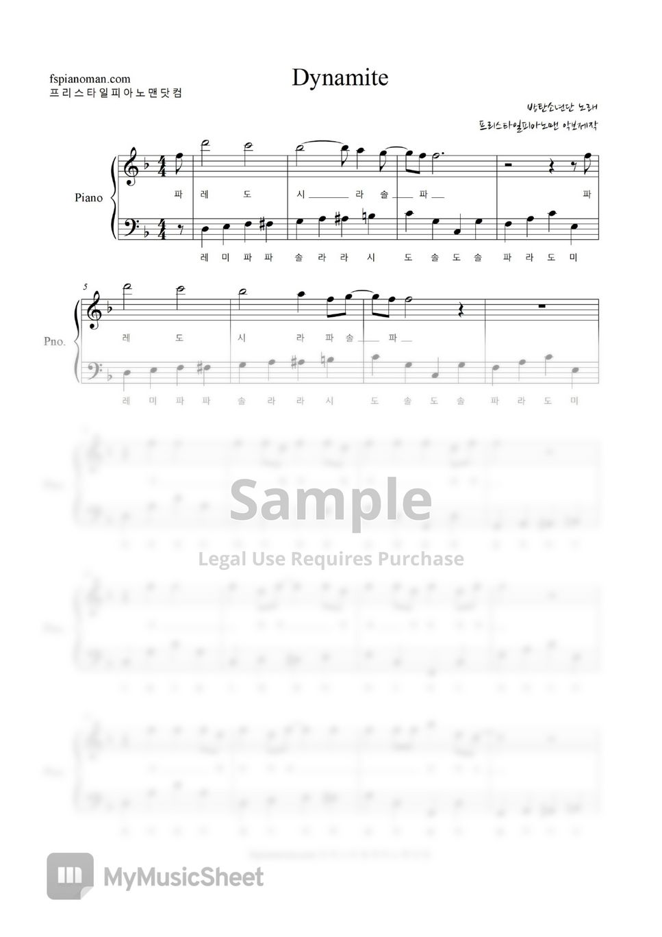 Bts 방탄소년단 Dynamite Jazz Version Partition Musicale By Freestyle