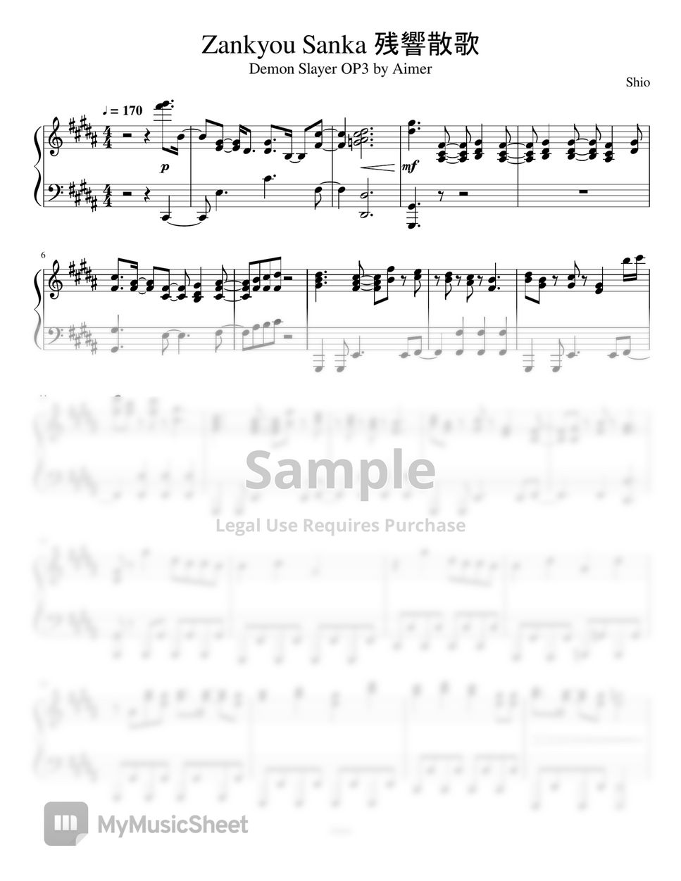 Aimer - Zankyou Sanka (Demon Slayer / Kimetsu no Yaiba OP3) Sheets by Shio