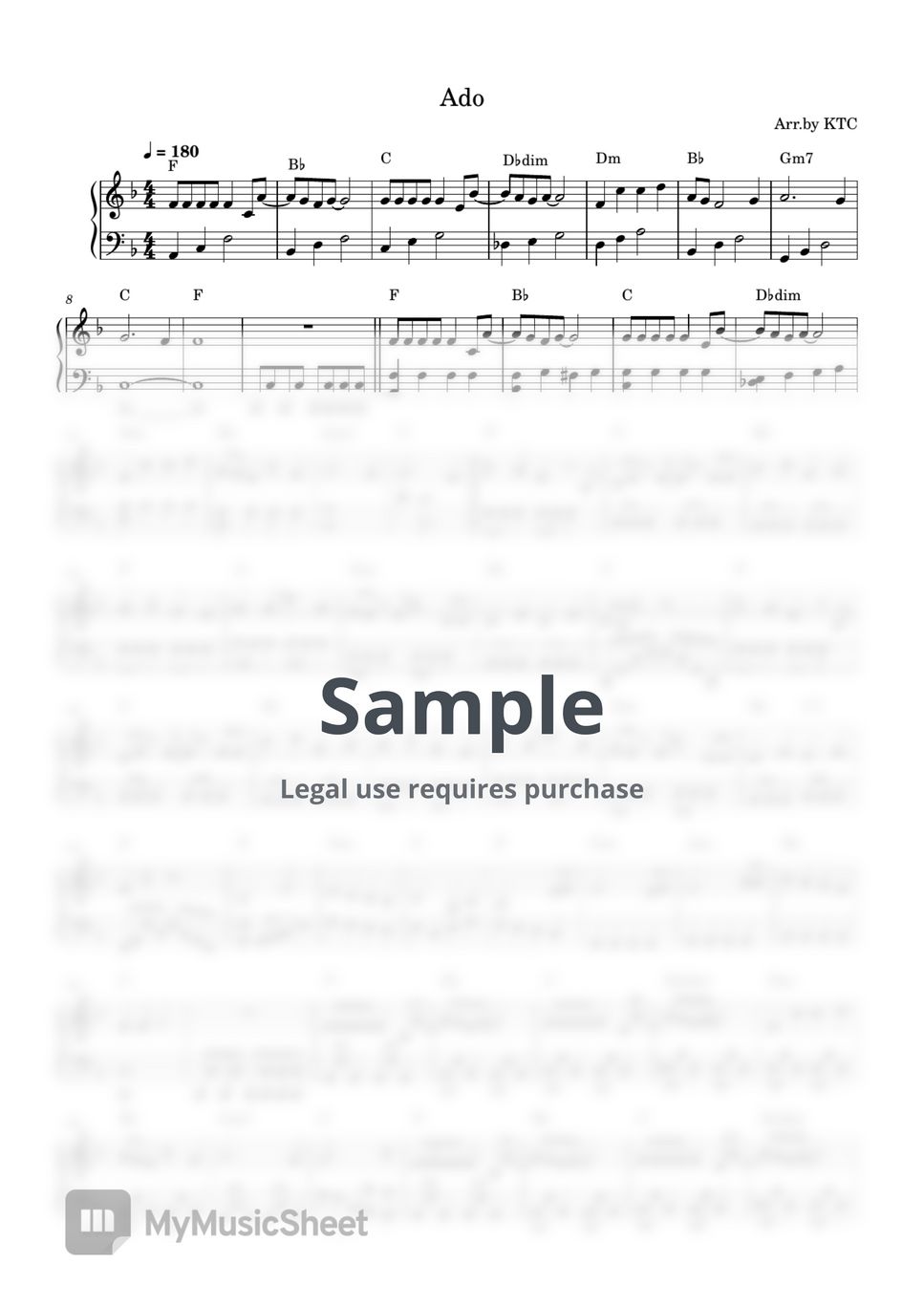 Ado - わたしに花束 Sheet Music by KTC