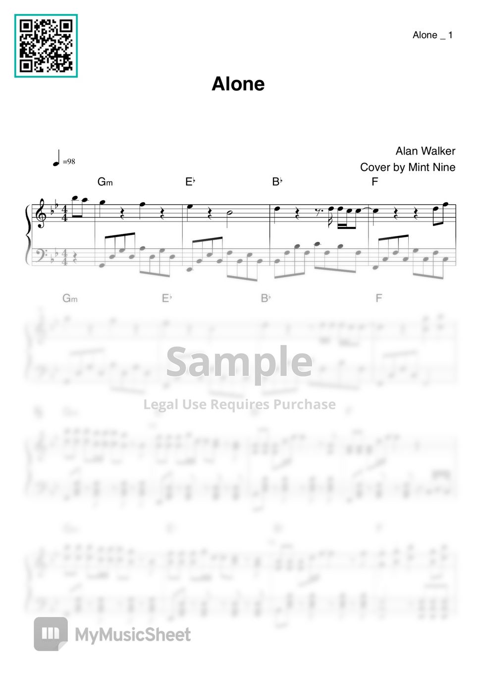 Alan Walker - Alone Sheet Music by Mint Nine