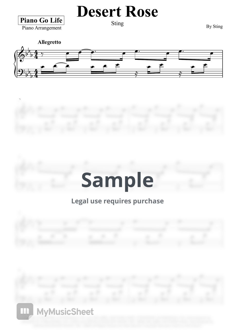 Sting - Desert Rose 악보 by Piano Go Life