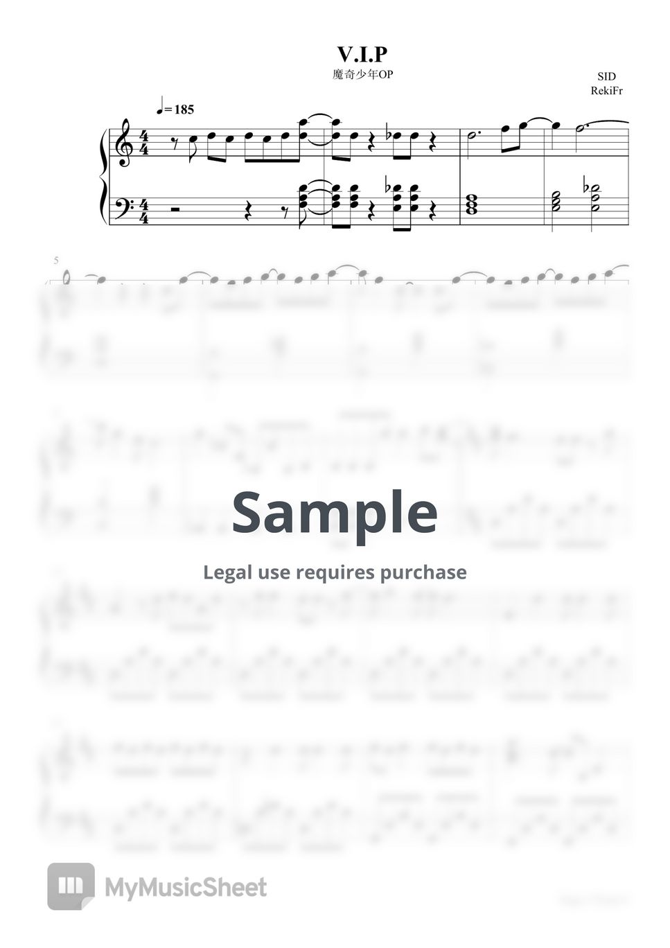 SID - V.I.P (Magi The Labyrinth of Magic OP) Sheets by dogemusic