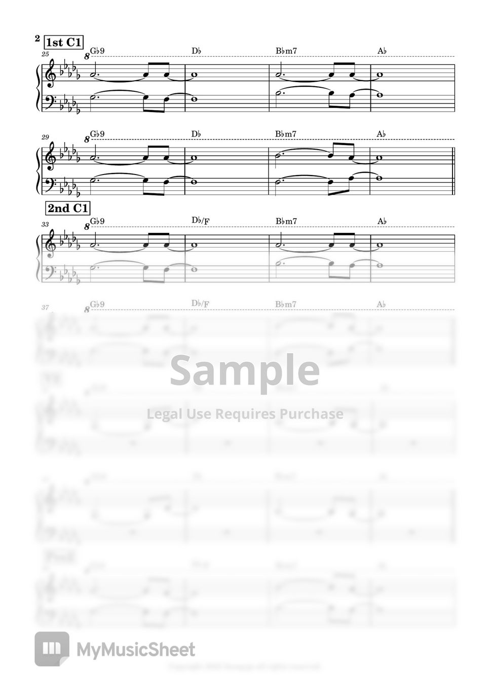 아이유 - 에잇 (Feat.SUGA) Keyboard Sheet Music by Youtube[정가채널]