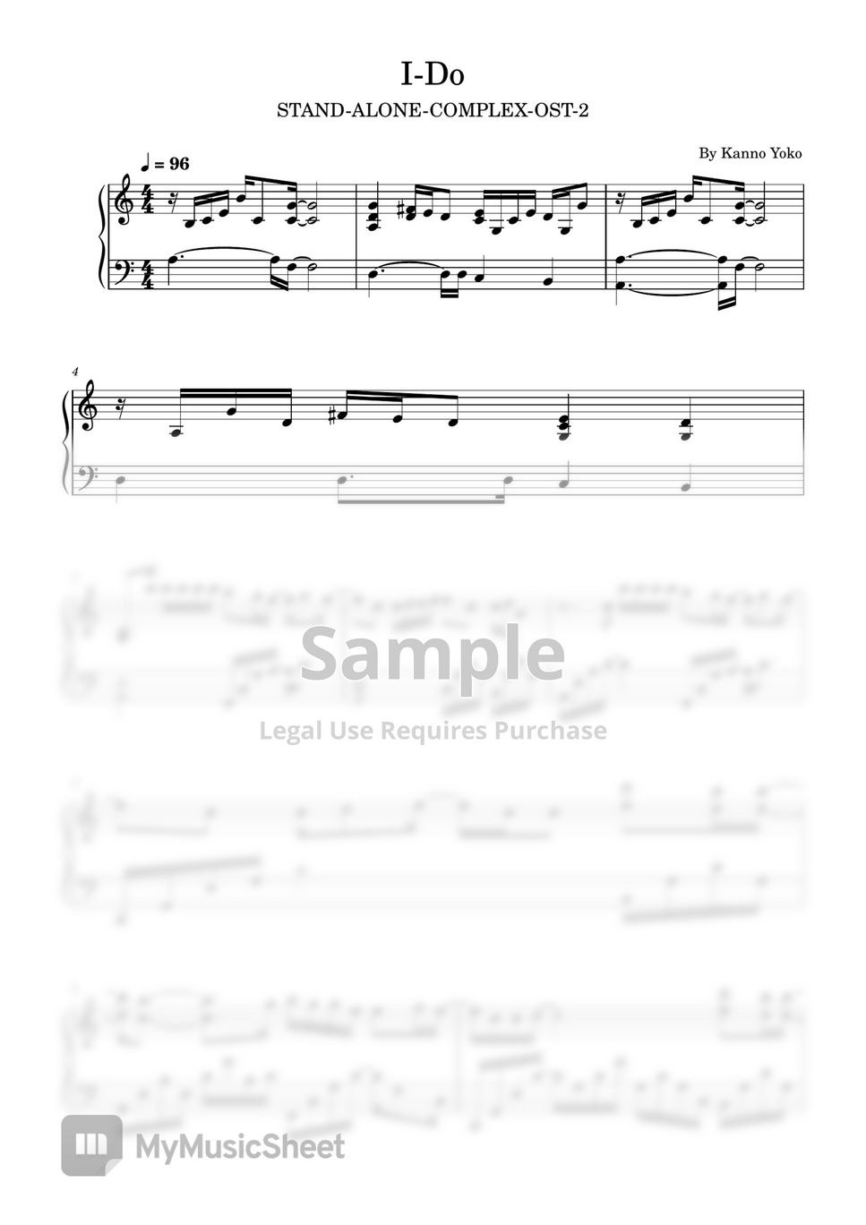 Kanno Yoko I Do Stand Alone Complex Ost 2from Ghost In The Shellfor Piano Solo Sheets By Poon 