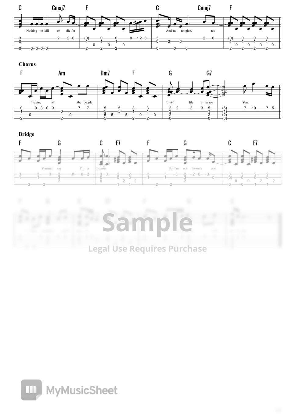 John Lennon - Imagine (Fingerstyle) Sheet Music by Vasko (Ukulele Cheats)