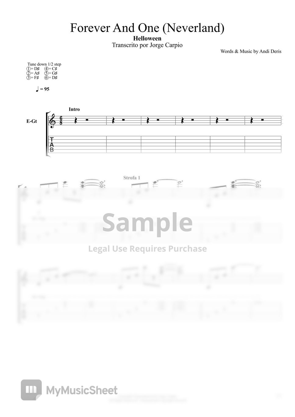 Helloween - Forever And One (Arreglo para guitarra) Sheet Music by ...