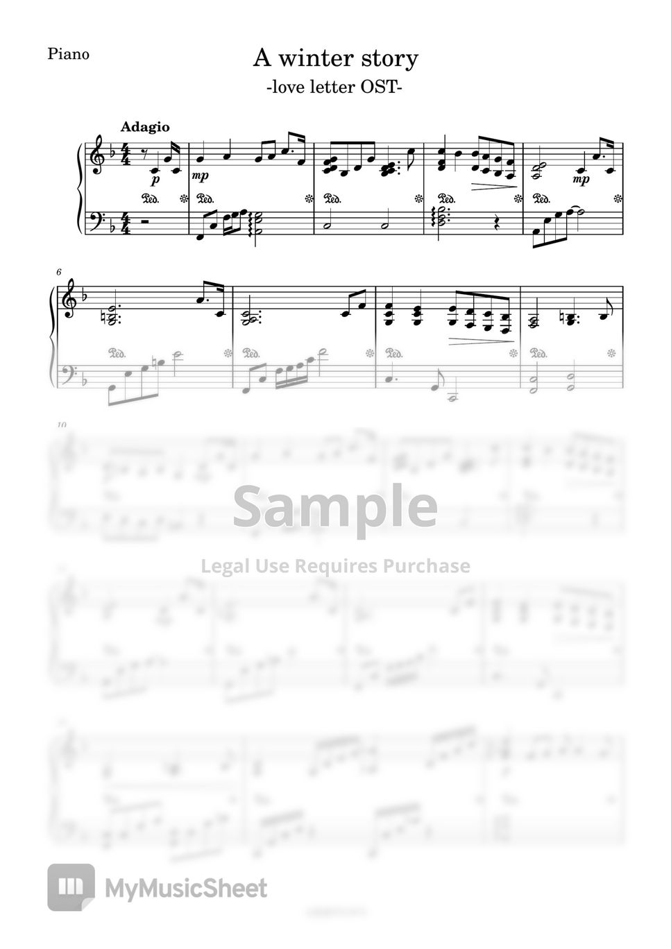 레이미 - A winter story (Love Letter OST/반주 MR/피아노 악보) Sheets by 심플플루트뮤직