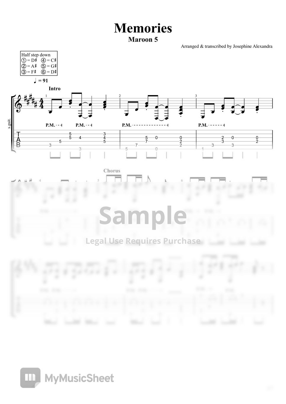 Maroon 5 - Memories Sheets by Josephine Alexandra