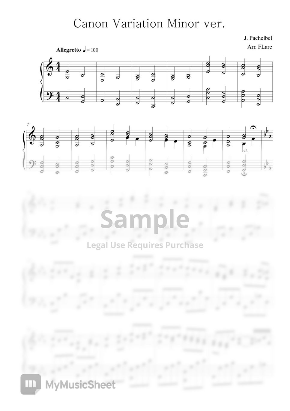 J. Pachelbel - Minor Canon Variation Sheets by FLare