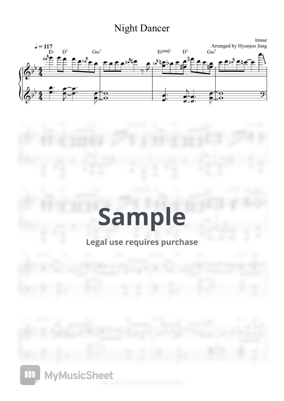 imase - night dancer (piano solo) Sheets by Hyunjoo Jung