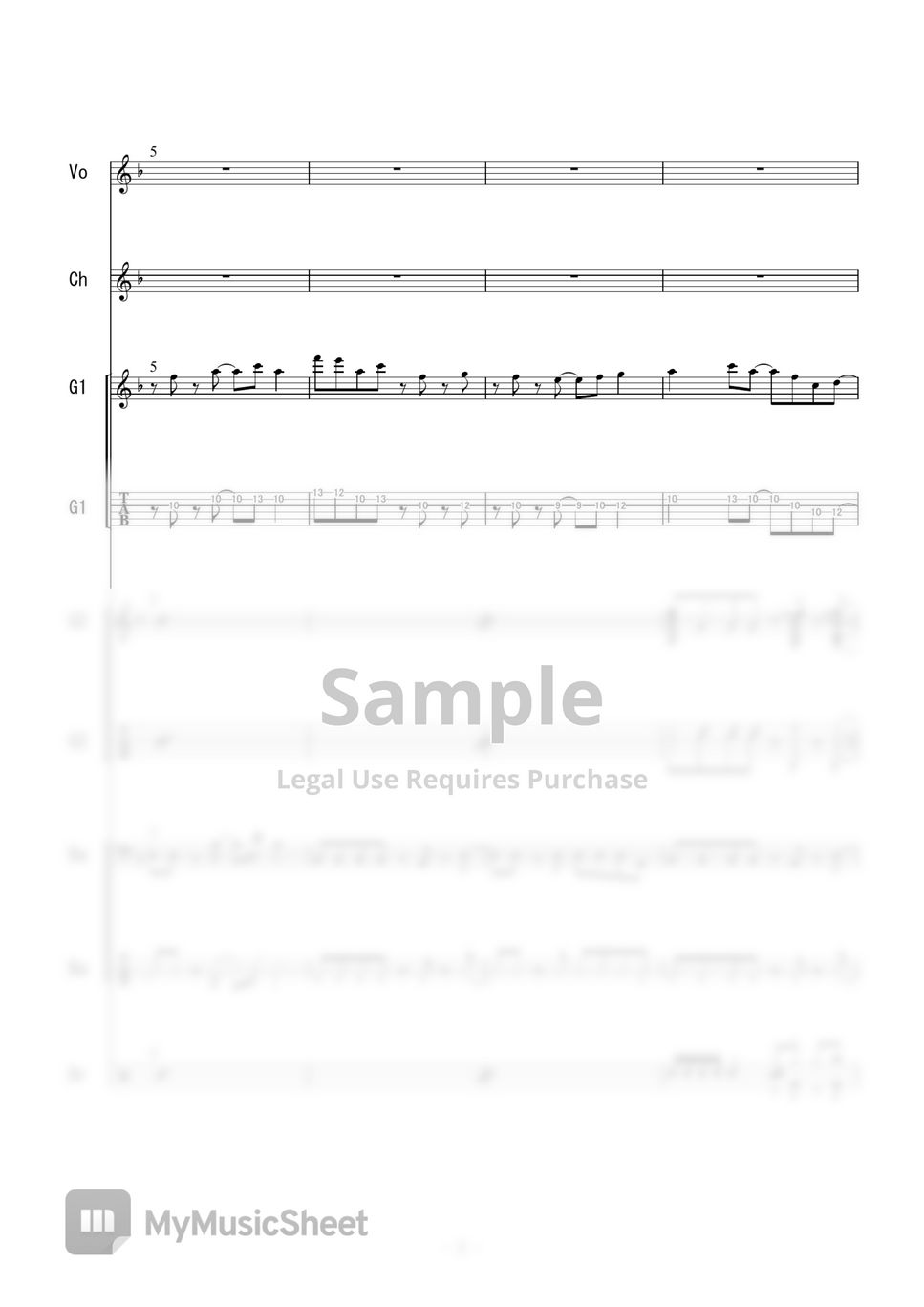 nano.RIPE - ライムツリー (バンドスコア) Tab + 1staff by 二次元楽譜製作所