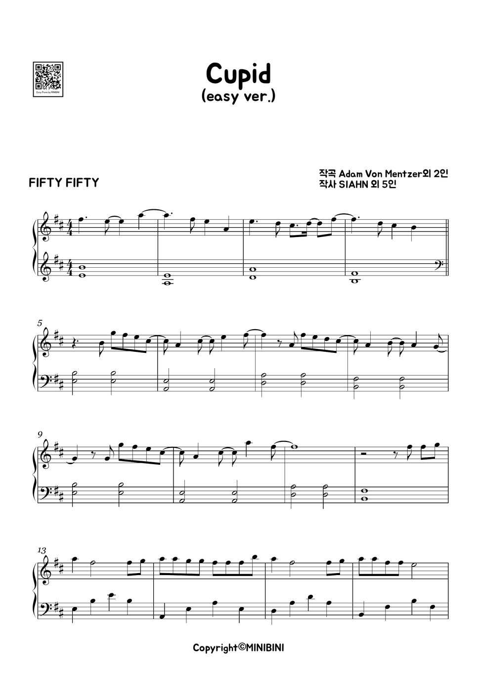 Fifty Fifty - Cupid (Easy Version) Sheets by MINIBINI