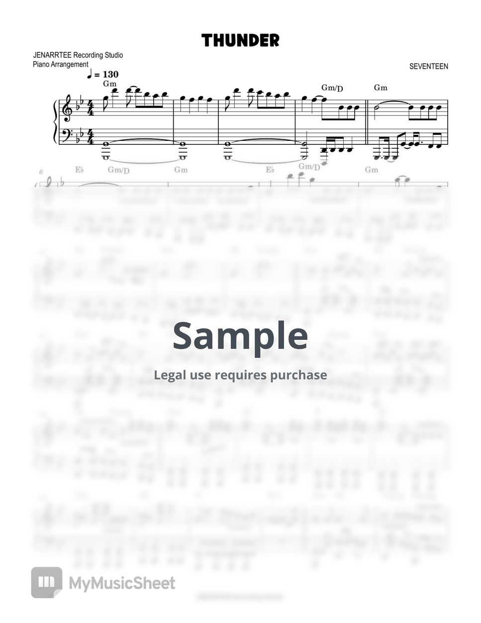 SEVENTEEN - THUNDER Sheet Music by JENARRTEE Recording Studio