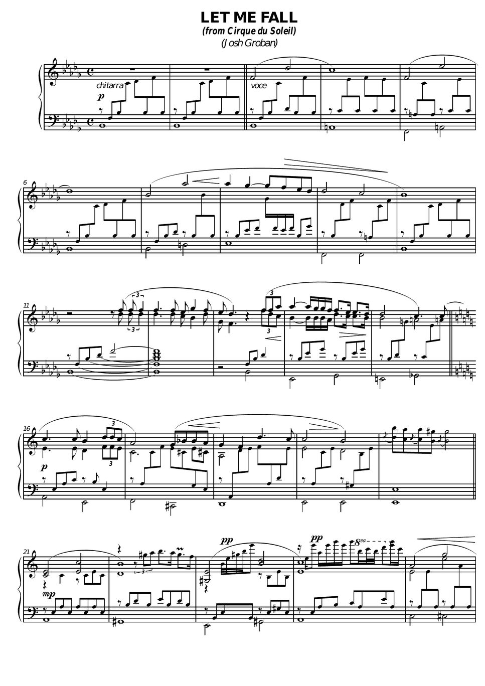 Josh Groban - Let me fall Sheet