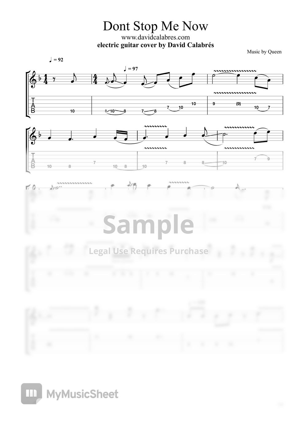 Queen - Don´t stop me now Sheets by David Calabrés