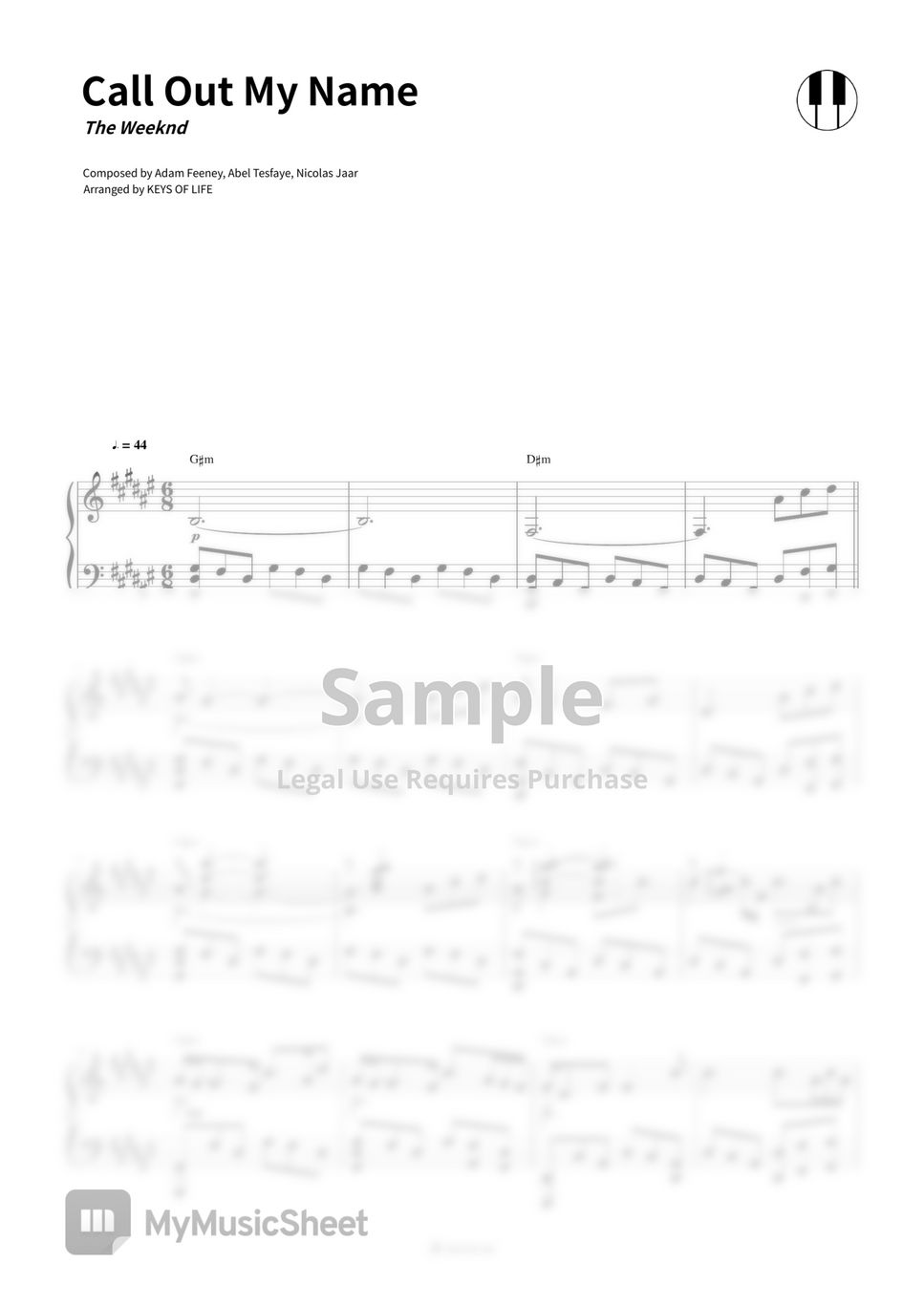 The Weeknd - Call Out My Name Sheet Music