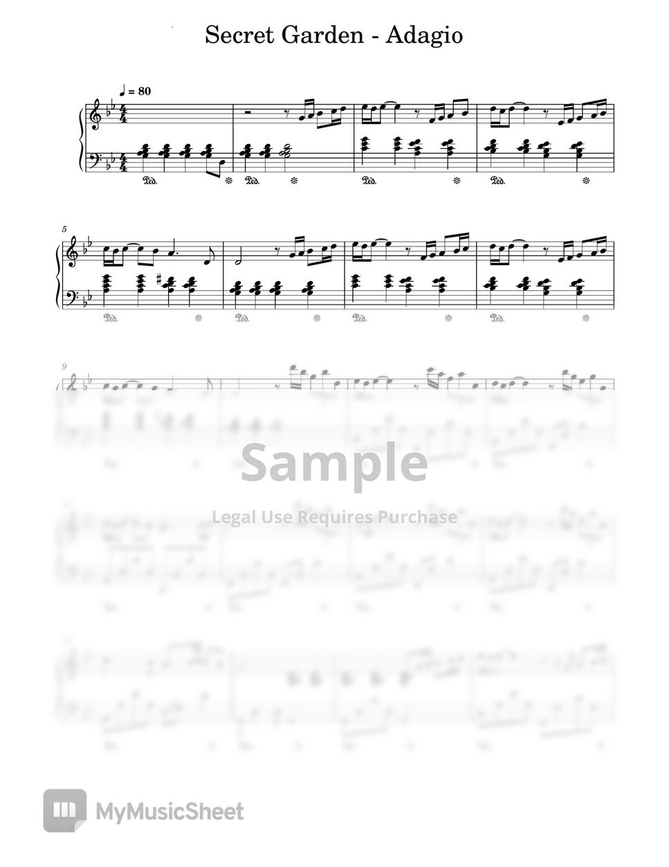 Secret Garden - Adagio Piano Sheet Music PDF | Secret Garden | mymusic5