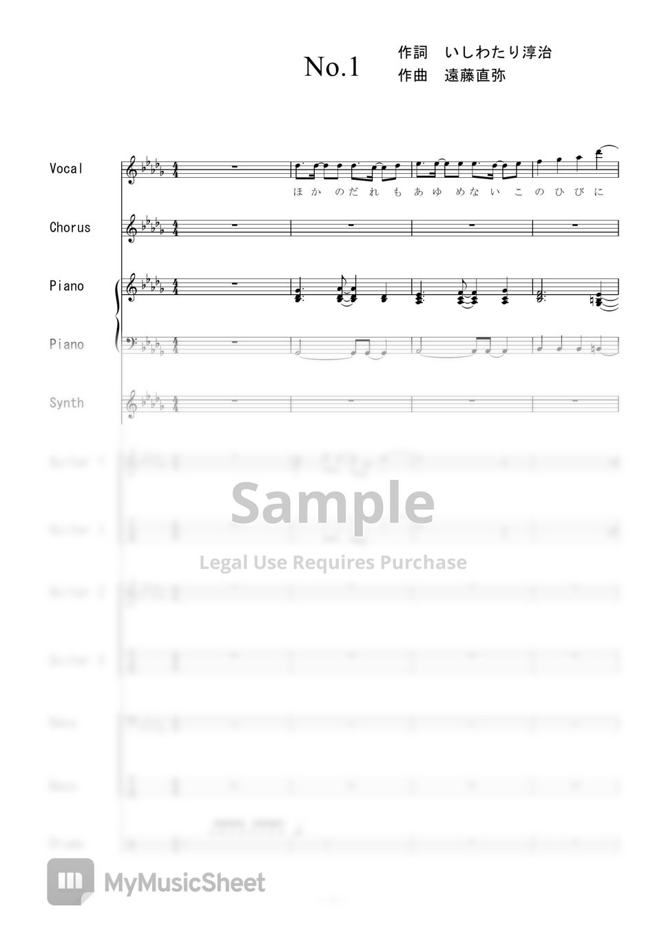 DISH// - NO.1 (バンドスコア) Tab + 1staff by 二次元楽譜製作所