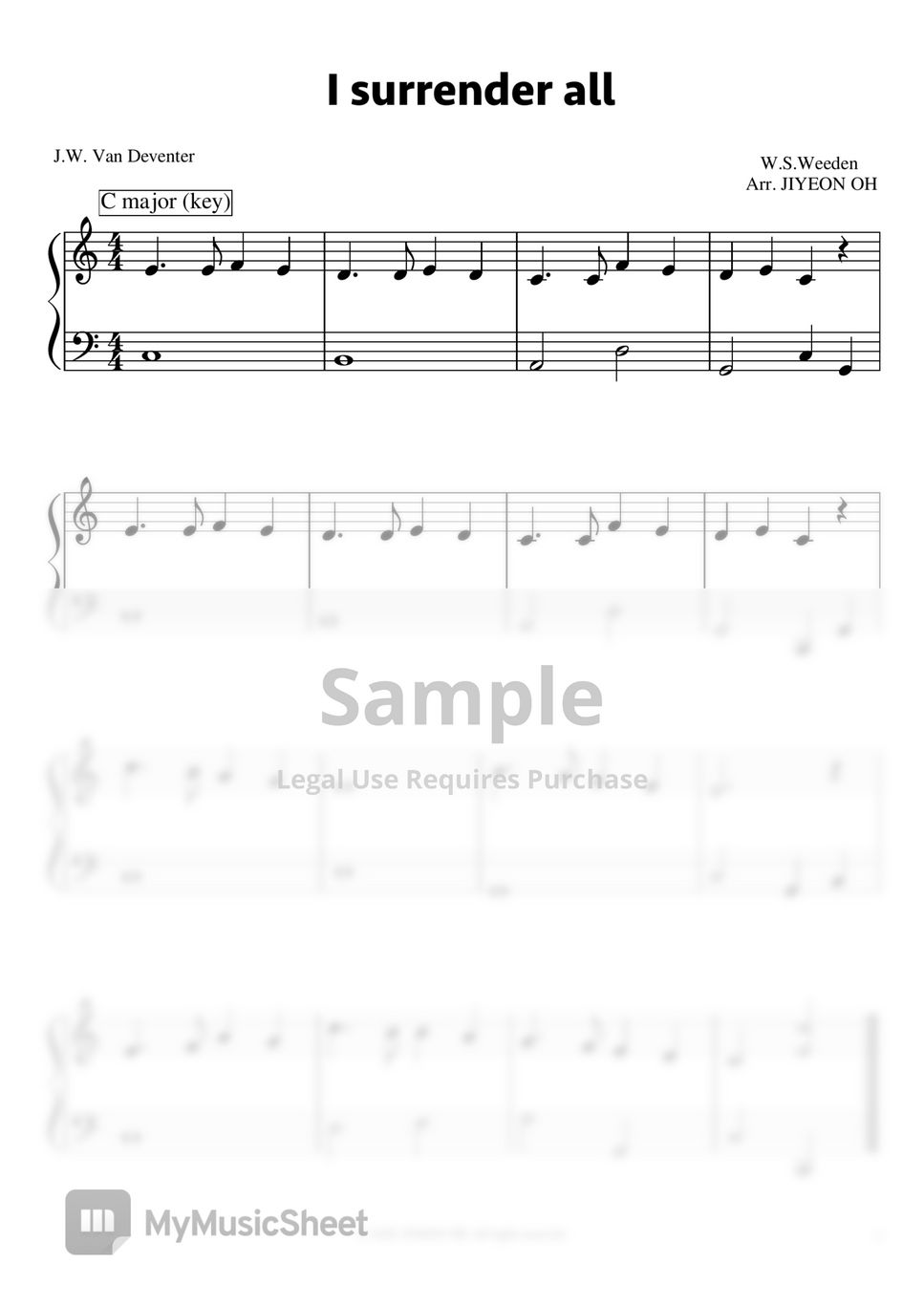 I surrender all - piano beginner level (both hands) 악보 by fmgm4u