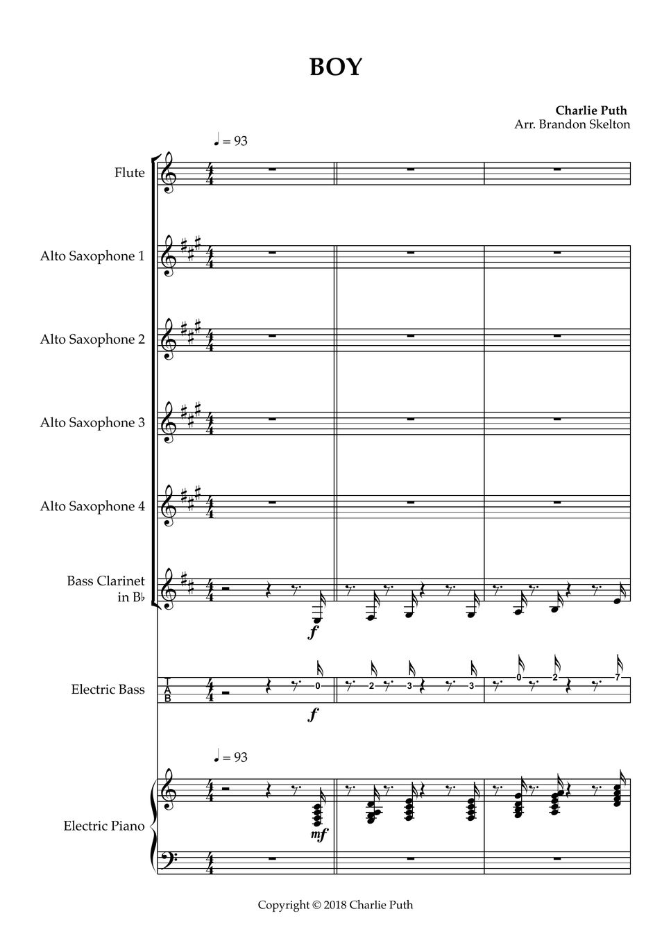 Charlie Puth - BOY (Full Score) Lembar Musik by Brandon Skelton