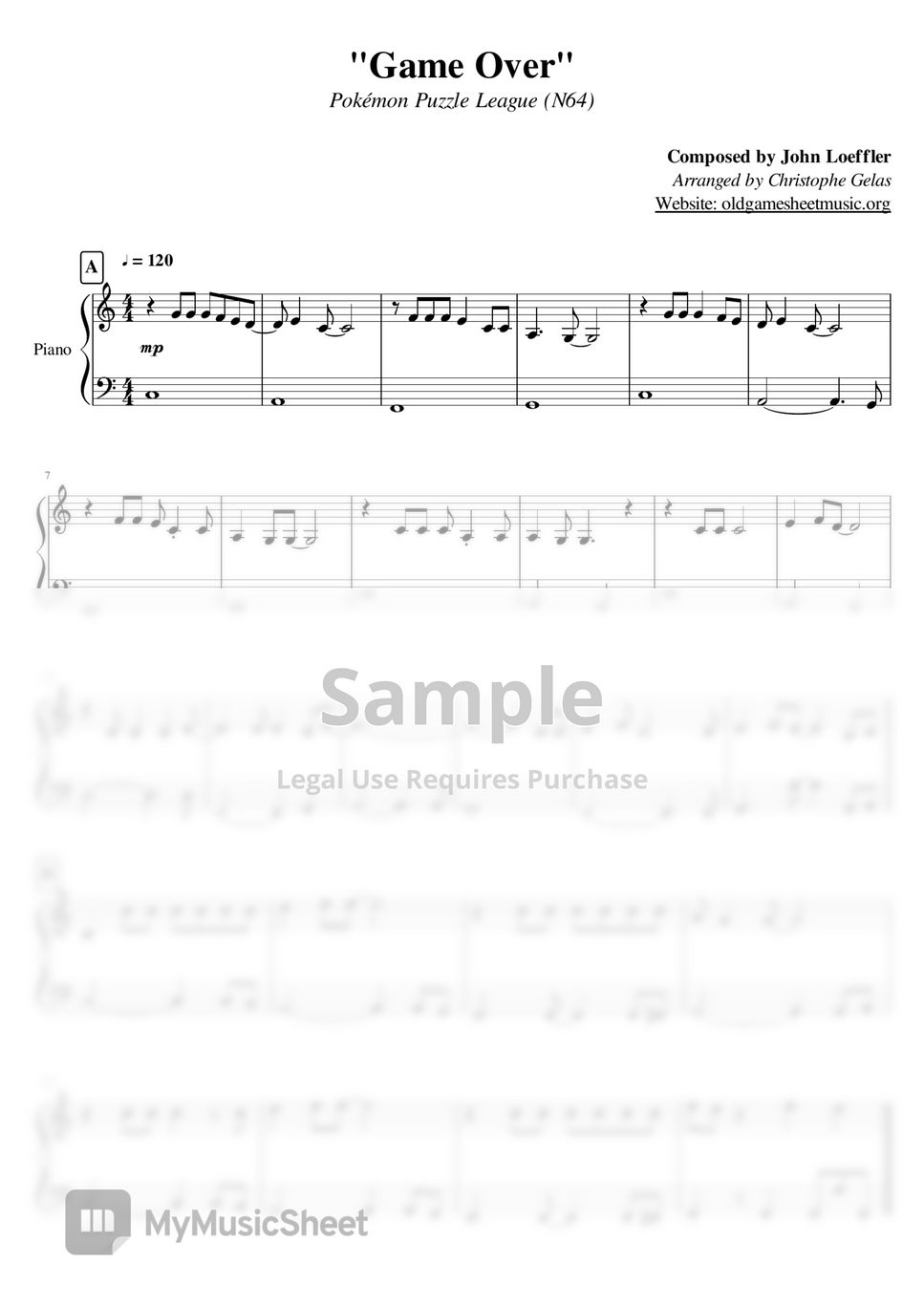 Pokémon Puzzle League (N64) - Game Over 악보 by Christophe Gelas