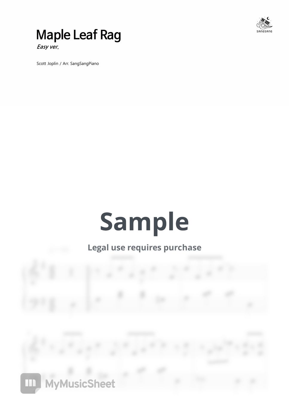Scott Joplin - Maple Leaf Rag (쉬운재즈ver.) Sheets by 상상피아노