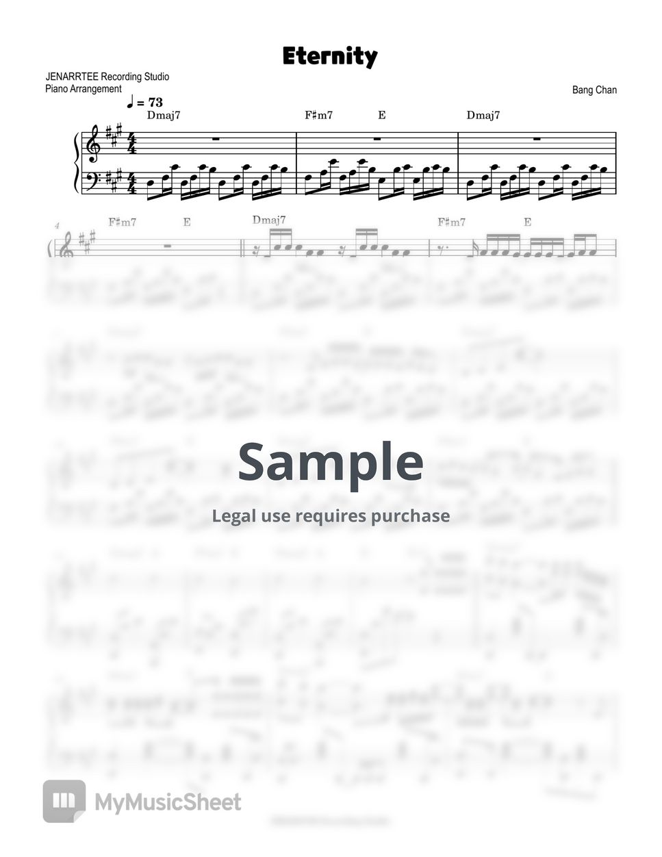 Bang Chan - Eternity Sheet Music by JENARRTEE Recording Studio