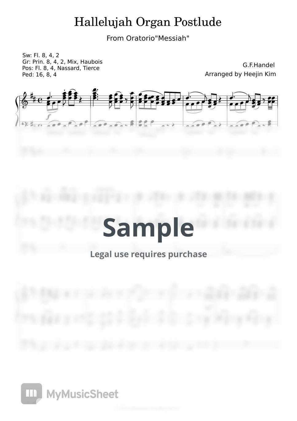 G.F. Handel - 메시아 할렐루야 오르간 후주 편곡 Sheet Music by 김희진