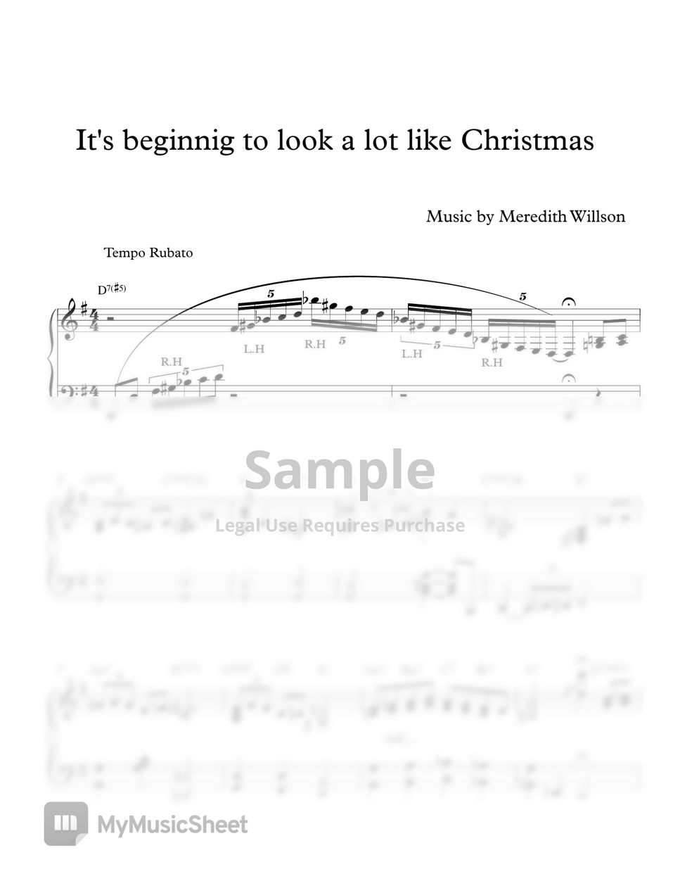 Meredith Willson - It's beginning to look a lot like Christmas (재즈 편곡) Sheet Music by MIWHA