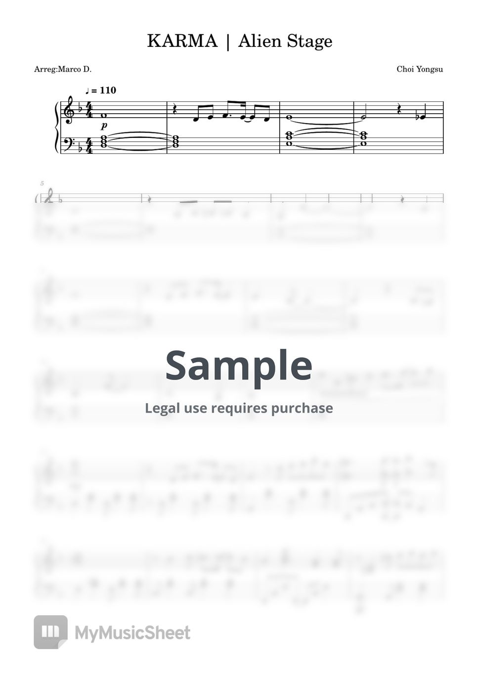 Choi Yongsu - KARMA | Alien Stage Sheet Music by Marco D.